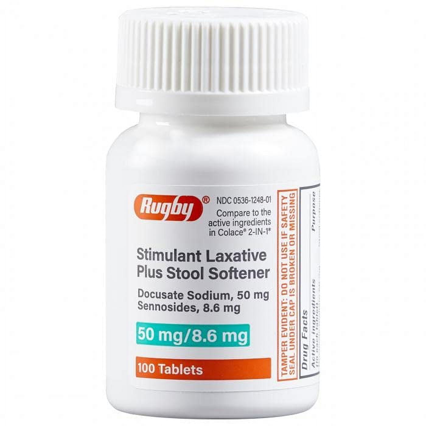 Rugby 2 in 1 Stimulant Laxative / Stool Softener Docusate Sodium 50 mg ...