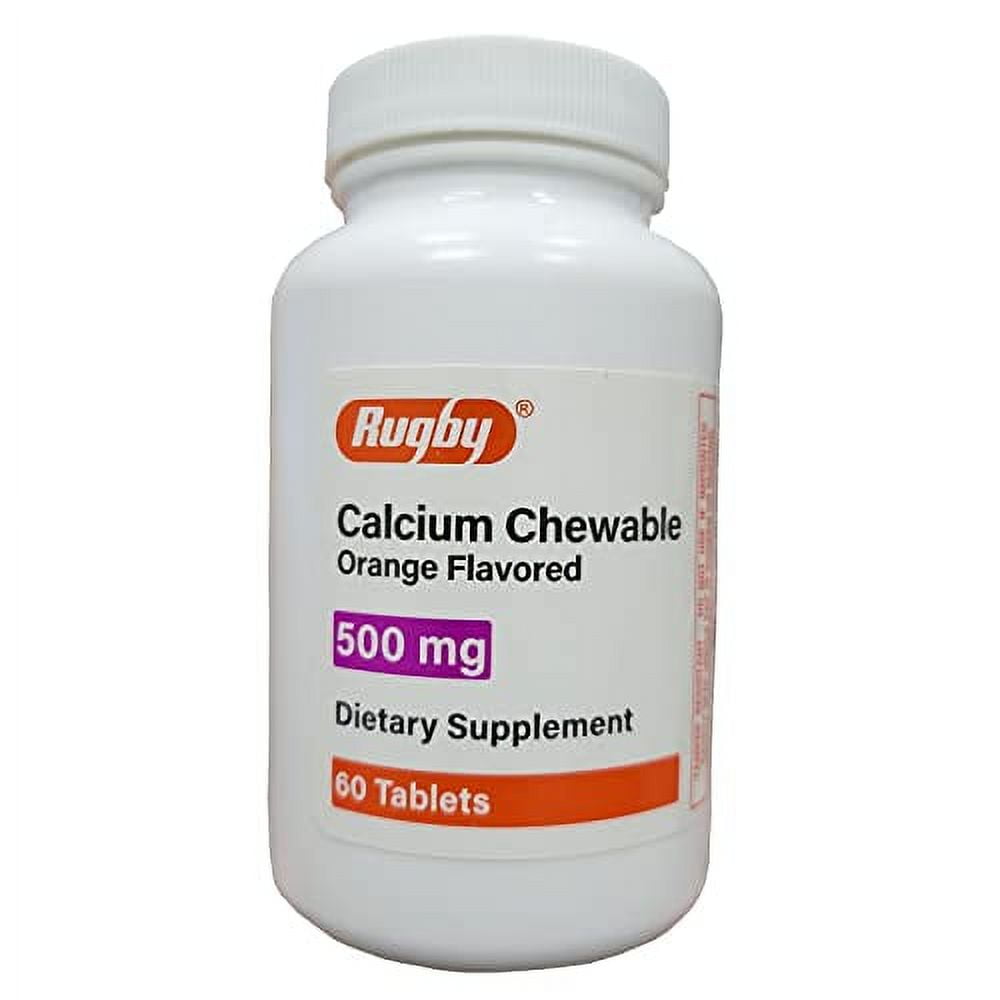 Rugby 500mg Calcium Chewable Tablets, Dietary Supplement, Orange ...