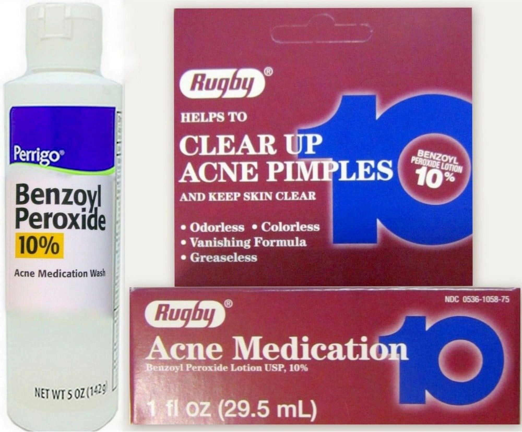 Rugby Acne Medication Benzoyl Peroxide Lotion 10% 1 oz (Pack of 4 ...
