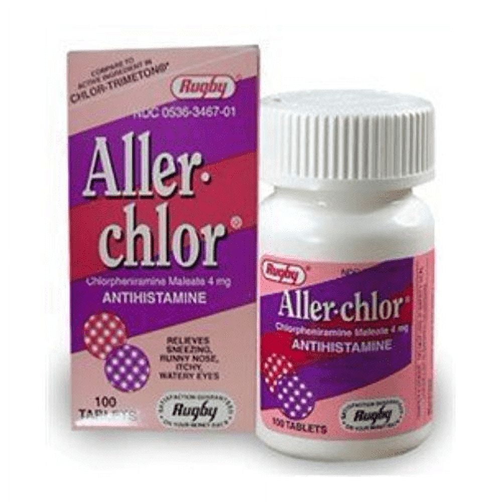 Rugby Aller-Chlor Chlorpheniramine Maleate 4mg Tablet, OTC Medicine for ...