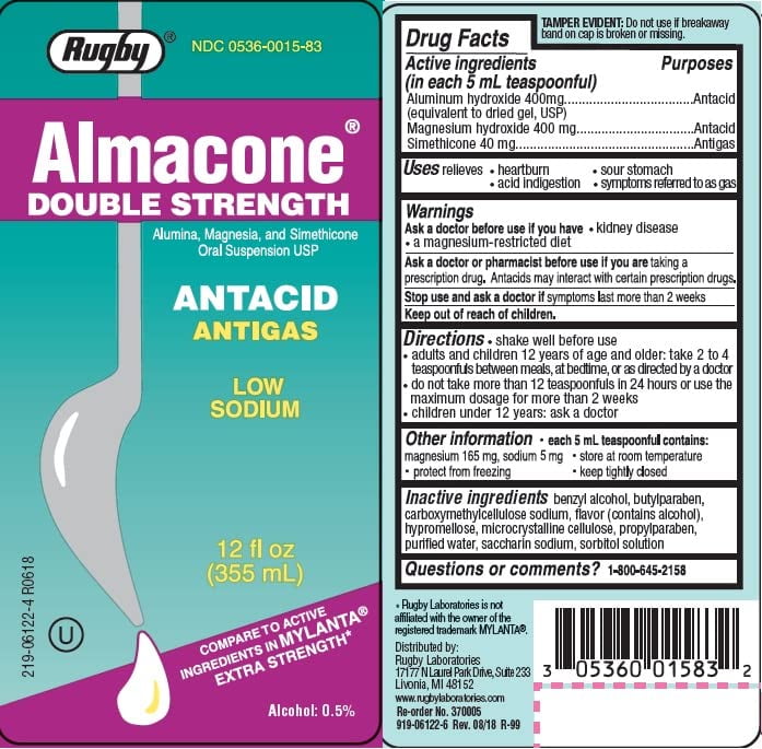 Rugby Almacone Double Strength Antacid, 12 Fl. Oz. HSA/FSA Eligible ...