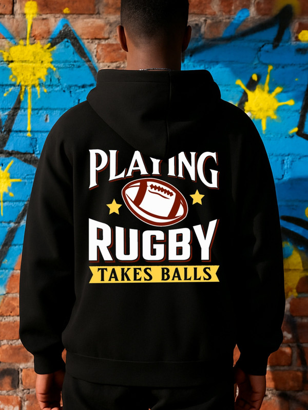 Rugby Ball Hoodie hoodies & sweatshirt game for men funny hoodies black ...
