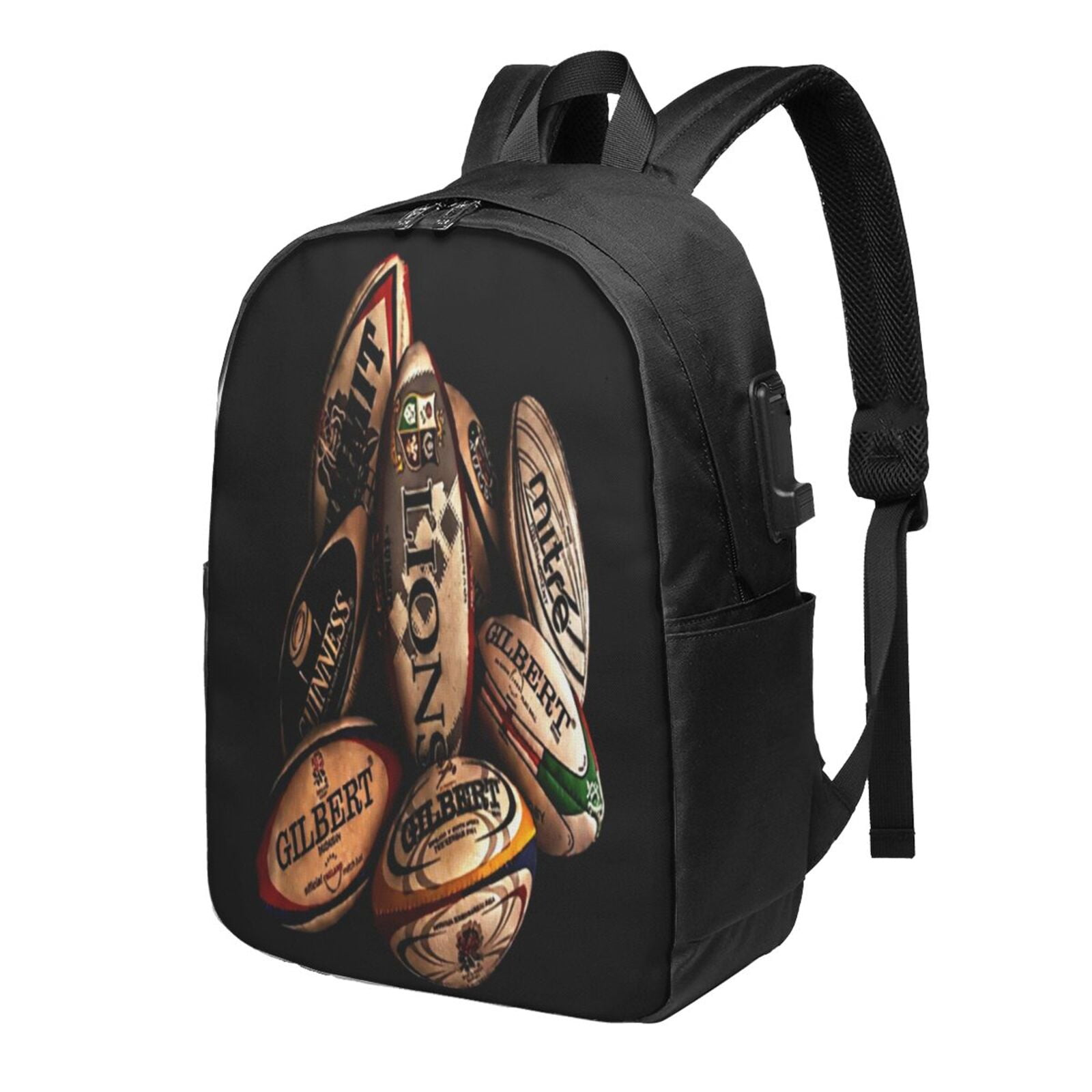 Rugby Balls Backpack Fashion Travel Backpack Laptop Backpack 17 Inch ...