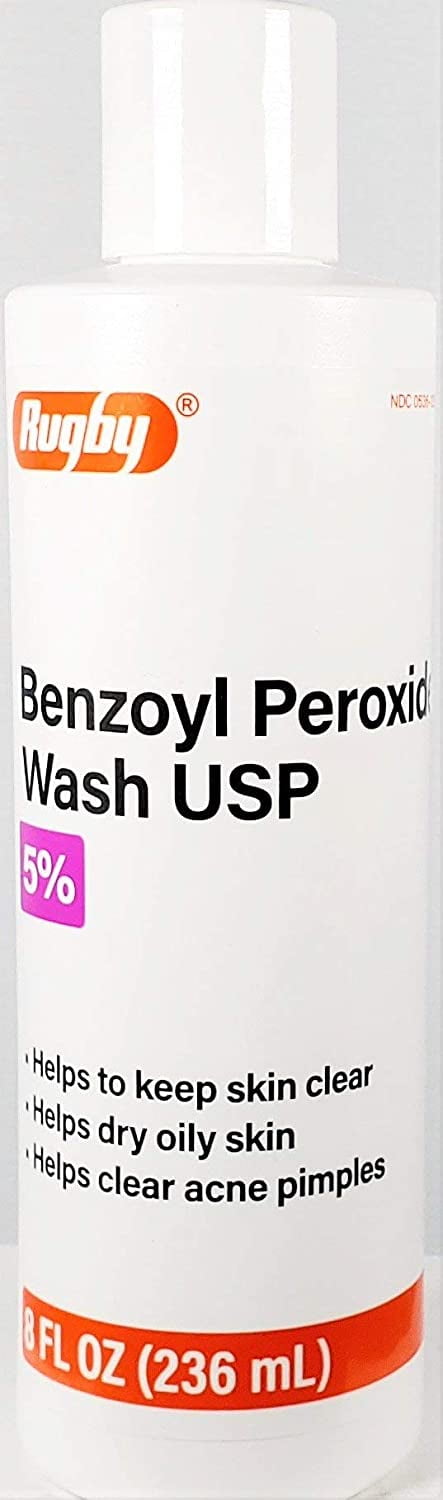 Rugby Benzoyl Peroxide Acne Wash 5%, Hypoallergenic Cleanser, 8 oz ...