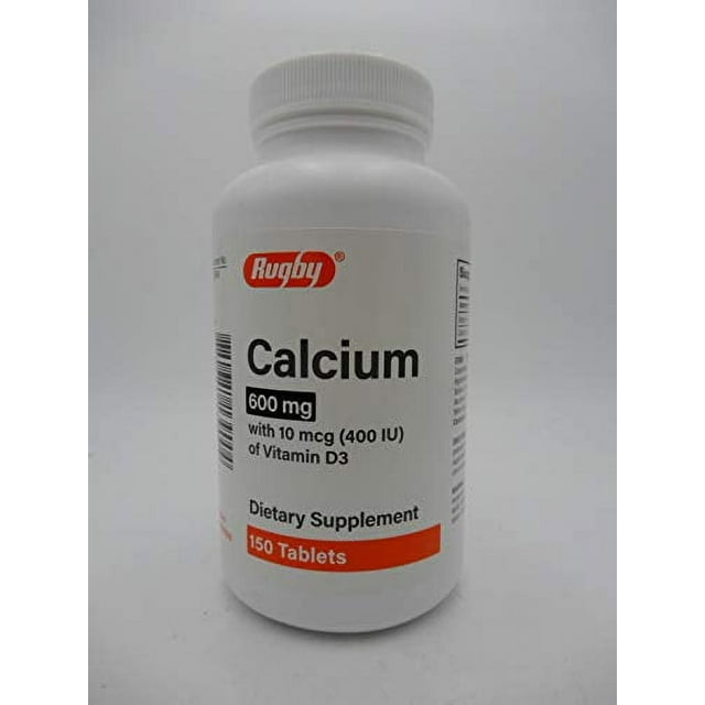 Rugby Calcium 600 mg with 10mcg (400 IU) of Vitamin D3, 150 Tablets ...