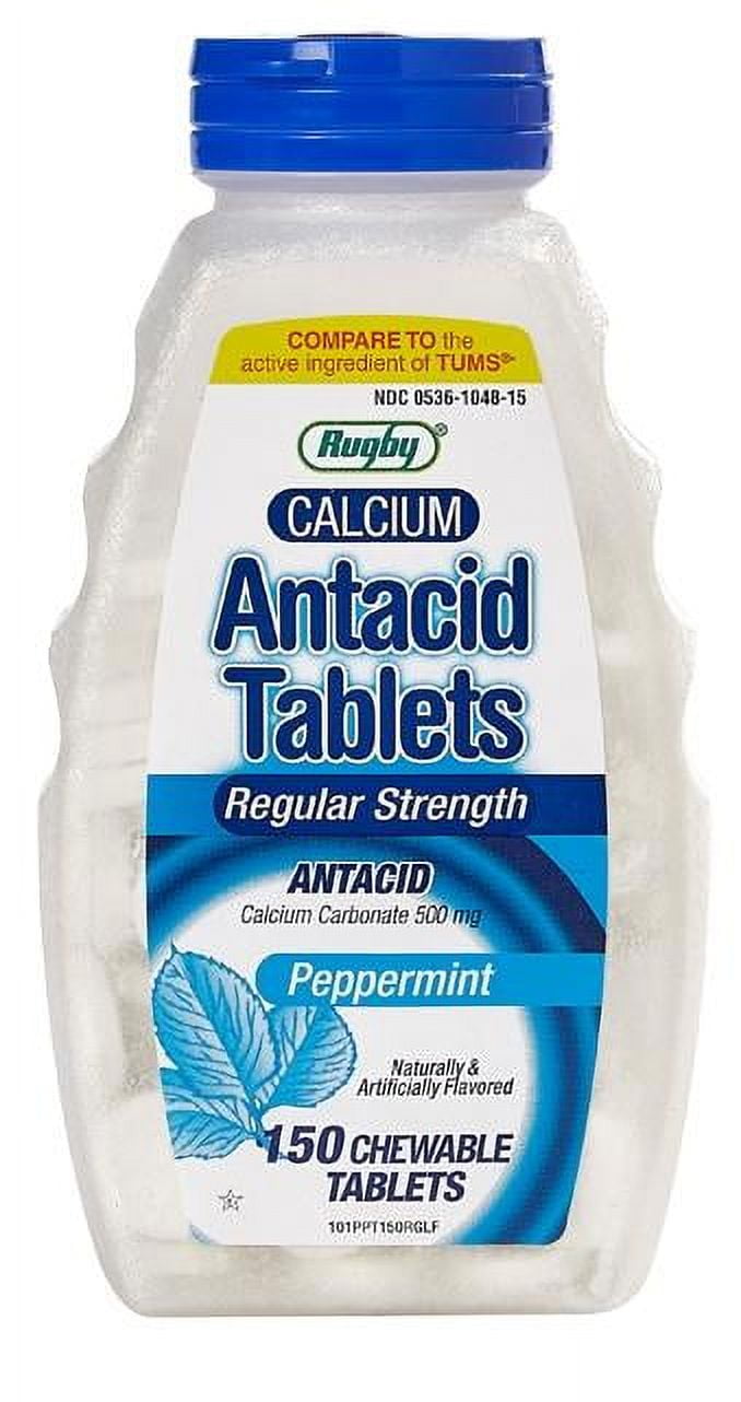 Rugby Calcium Carbonate 500mg Antacid Tablets Peppermint, Regular ...
