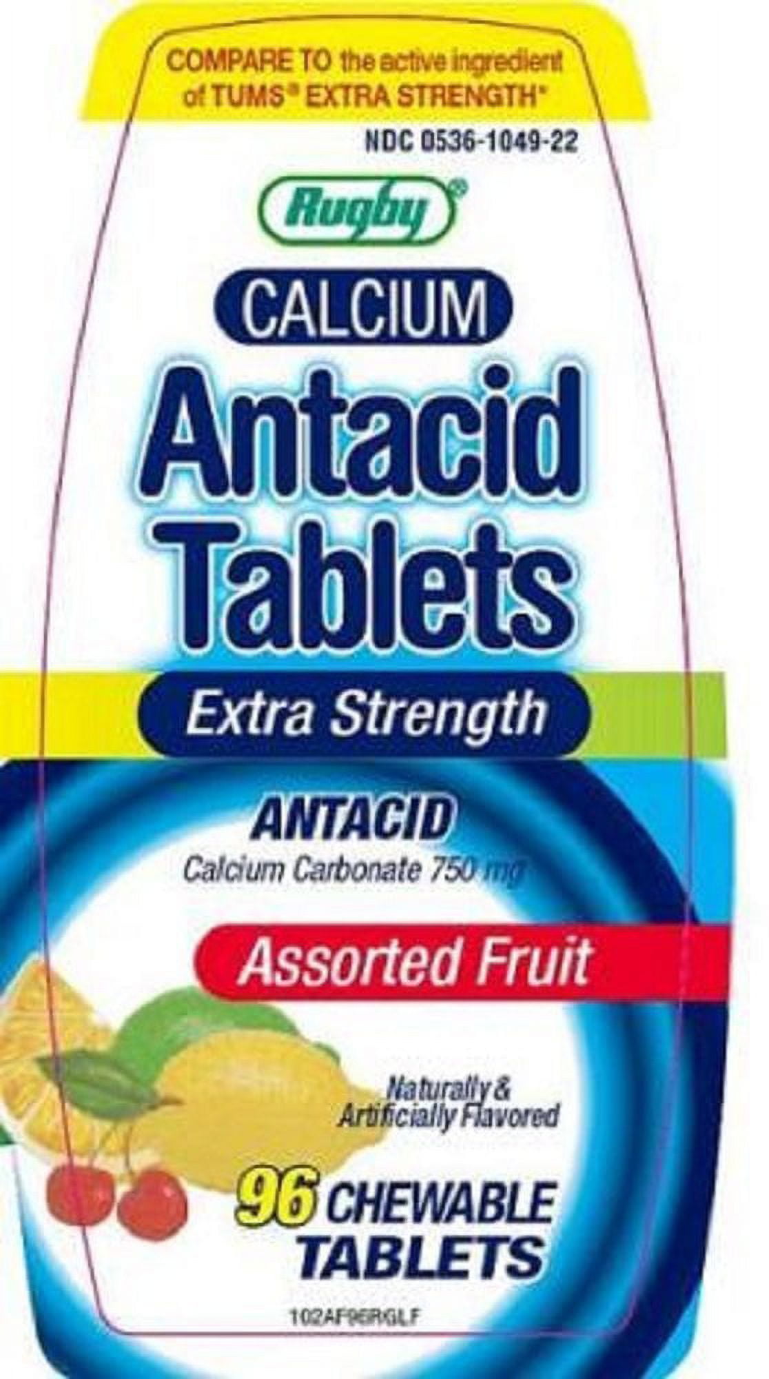 Rugby Calcium Extra Strength Antacid Chewable Tablets, 750 mg, 96 Count ...