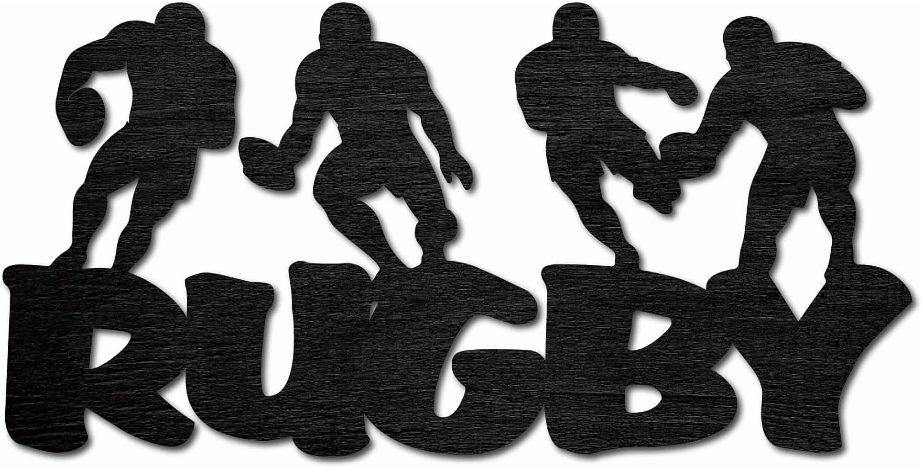 Rugby Cutout Sign Sport Wood Wall Decor Hanging Sculpture Sign Black ...