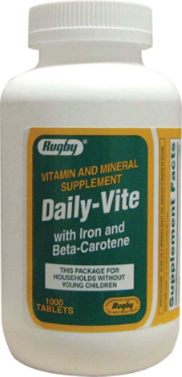 Rugby Daily-Vite Multivitamin Tablets with Iron & Beta-Carotene 1000 ...