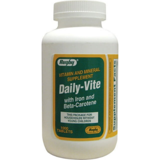 Rugby Daily-Vite Multivitamin Tablets with Iron & Beta-Carotene 1000 ...