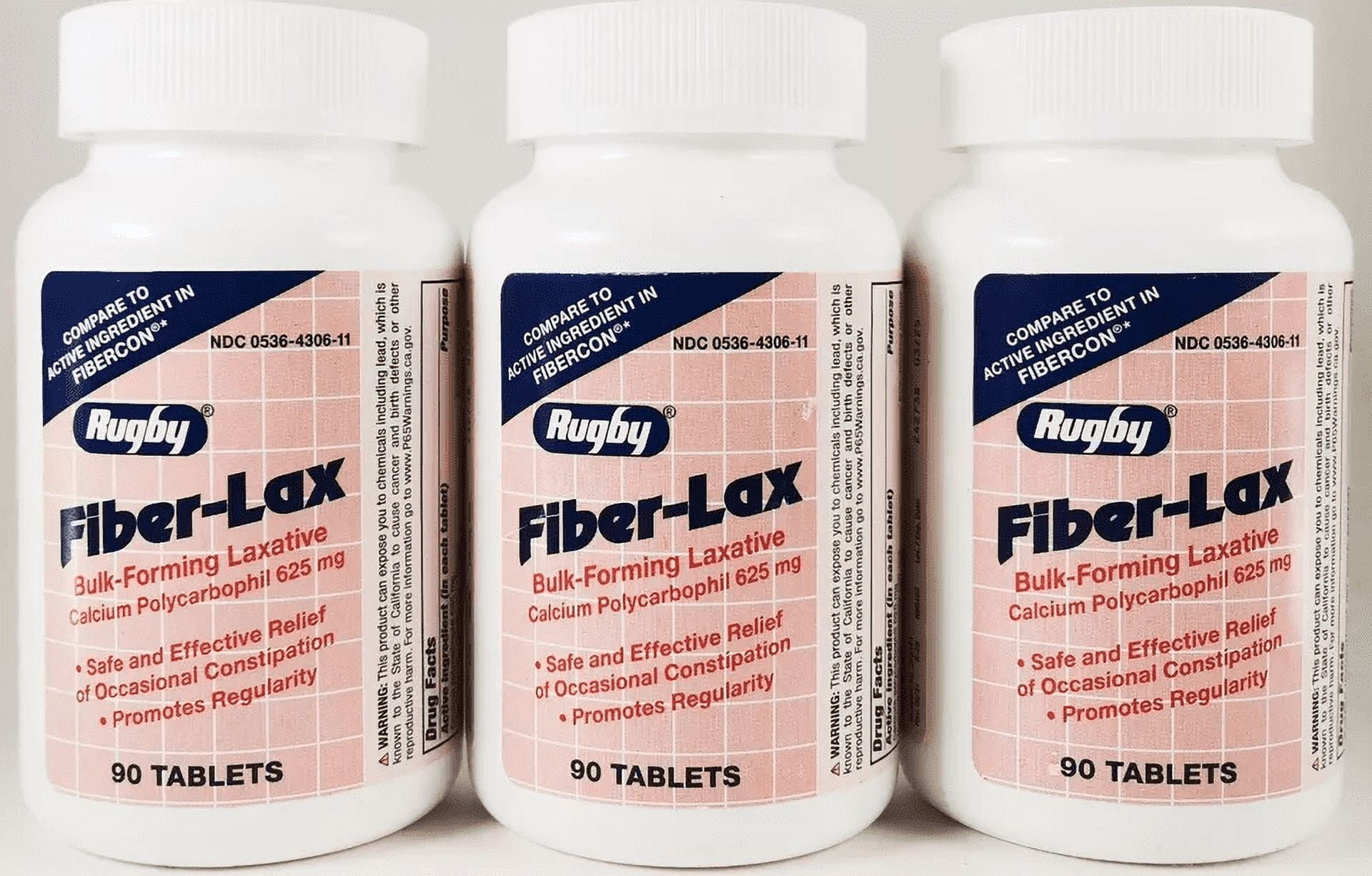 Rugby Fiber-Lax Constipation Relief 625 mg 90 tablets ( 3 Pack ...