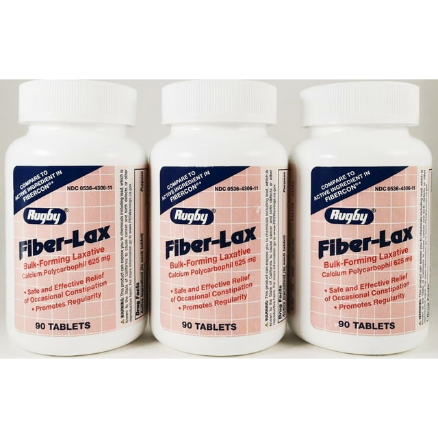 Rugby Fiber-Lax Constipation Relief 625mg - 90 tablets (Pack of 3 ...