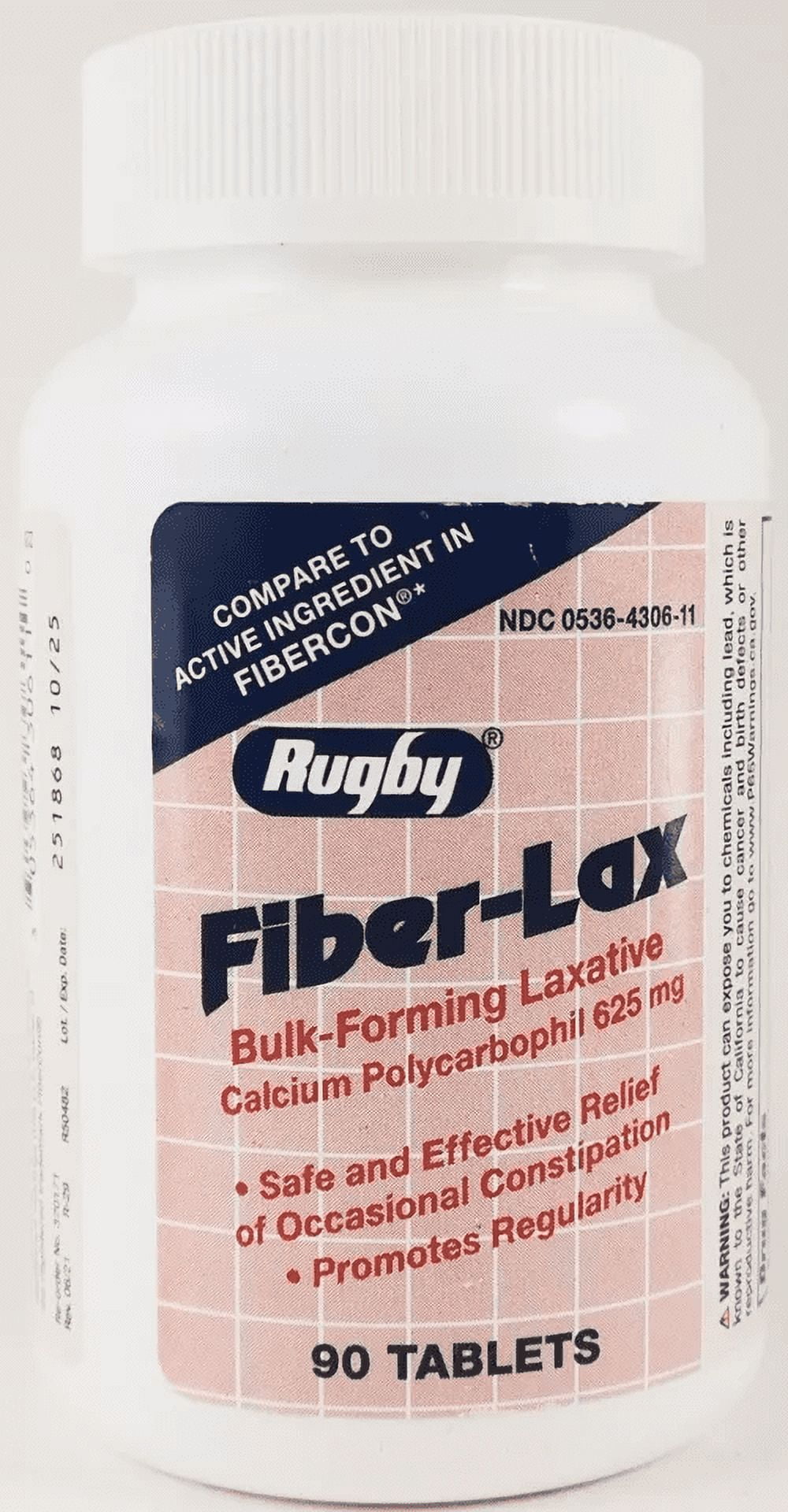 Rugby Fiber-Lax Constipation Relief 625mg -90 tablets - Walmart.com