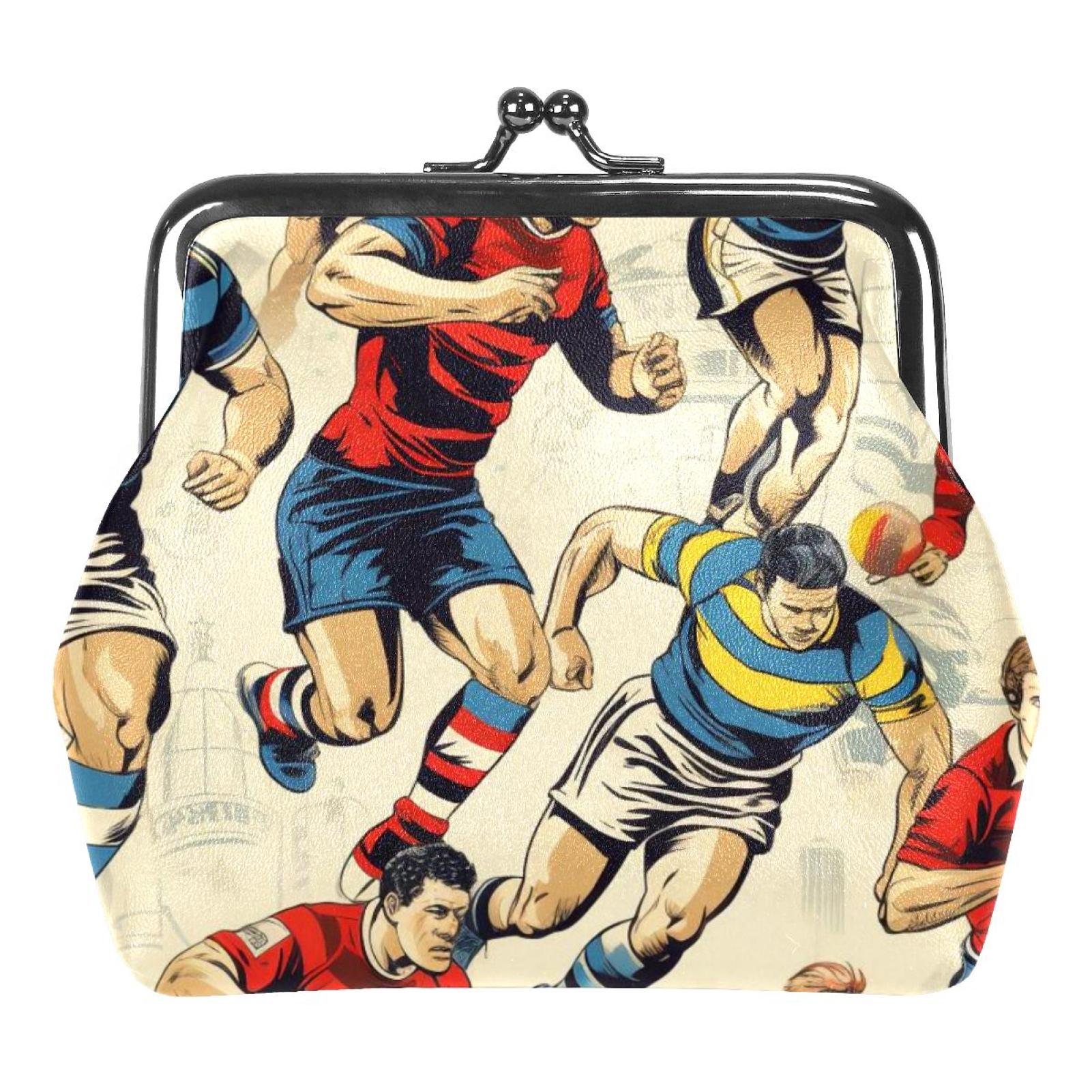 Rugby Football Coin Purse Vintage Pouch Kiss-lock Change Purse Wallets ...