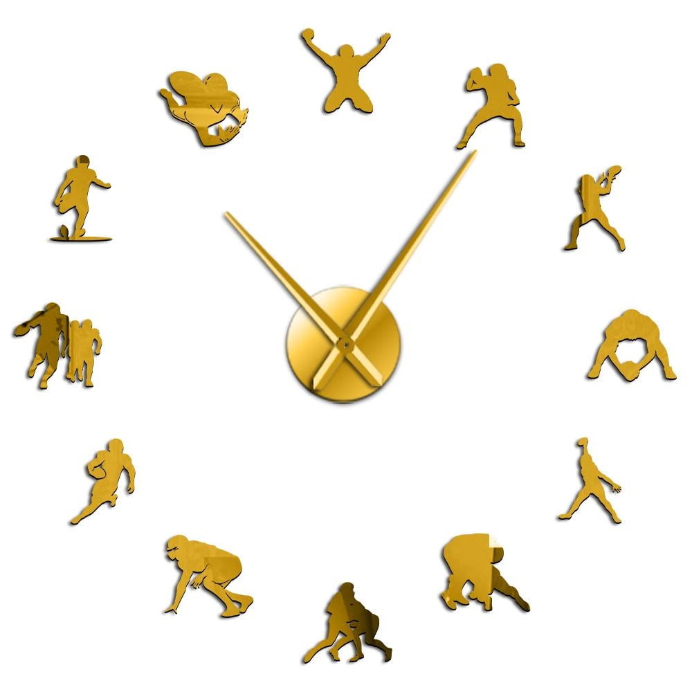 Rugby Football Silhouettes Frameless Wall Clock Stickers, DIY Modern ...