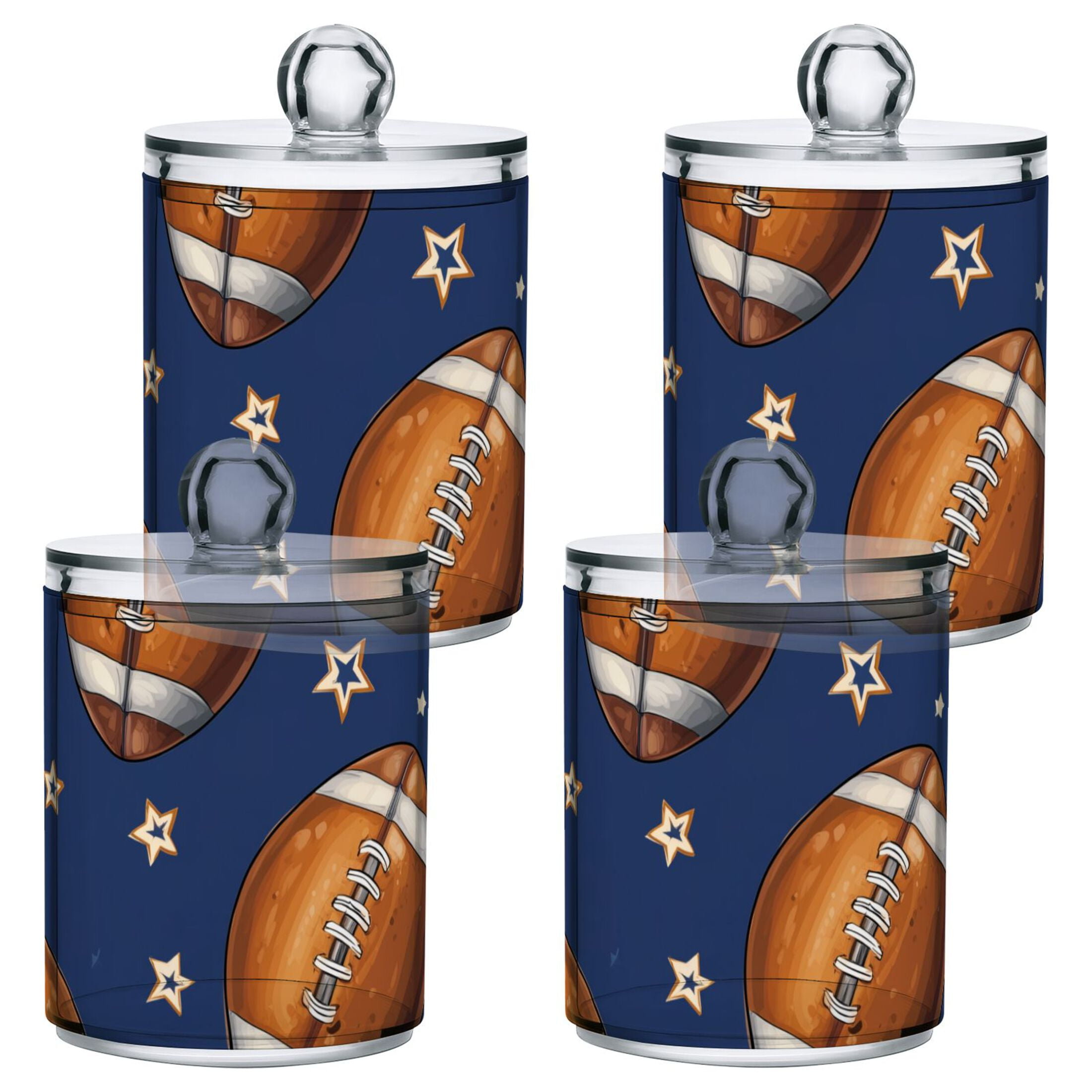 Rugby Football with Gold Stars Translucent Plastic Cans Storage ...