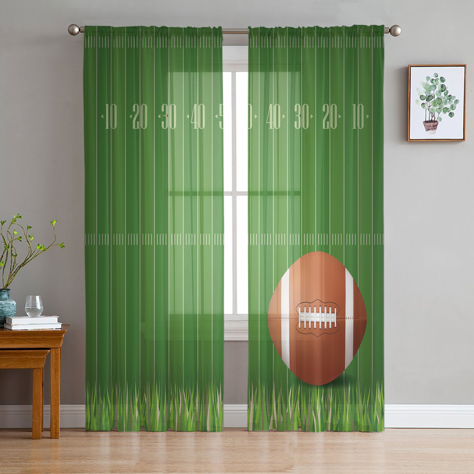Rugby Green Lawn Tulle Sheer Window Curtains for Living Room the ...