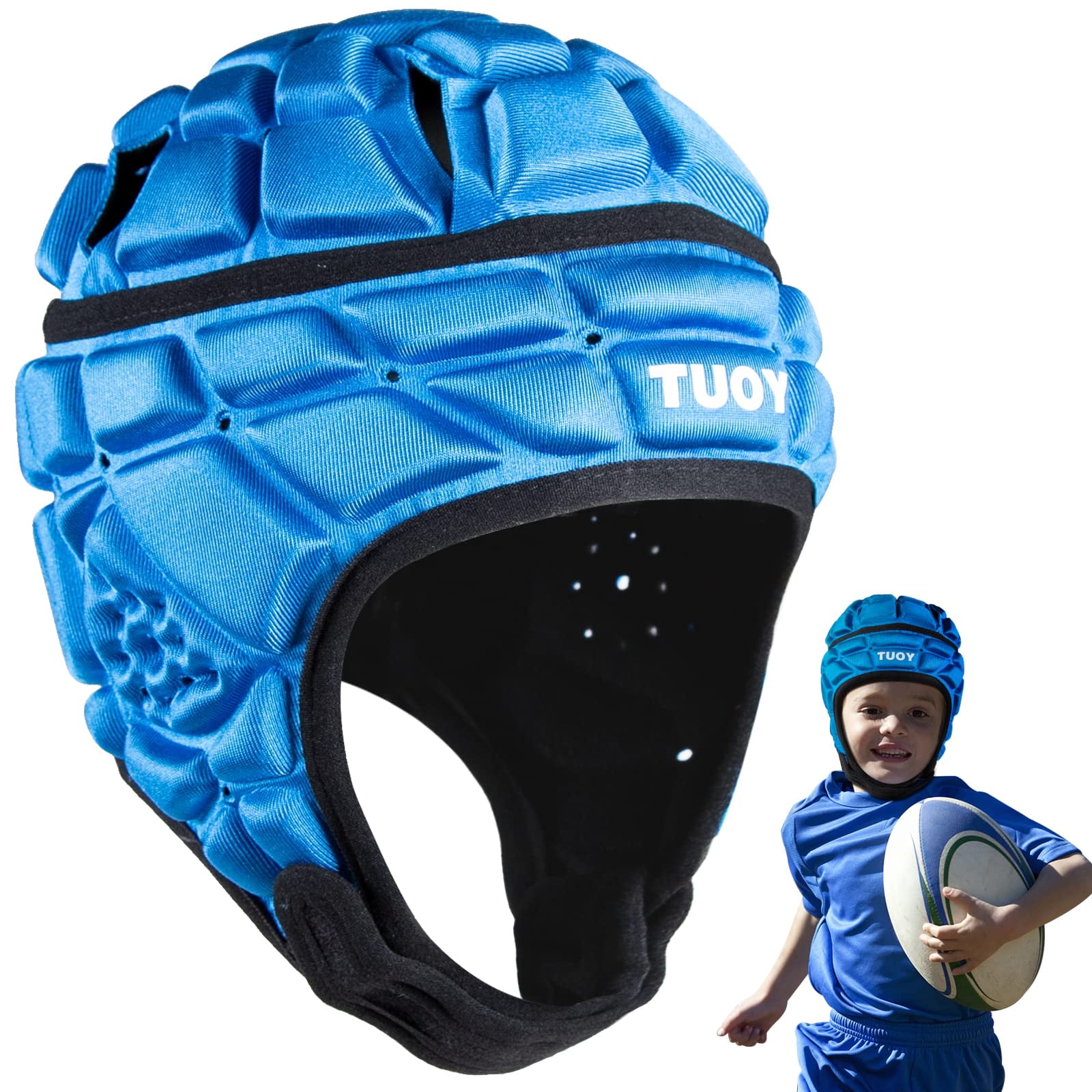 Rugby Helmet - Soft Padded Headgear 7v7 Flag Football Headguard Soccer ...