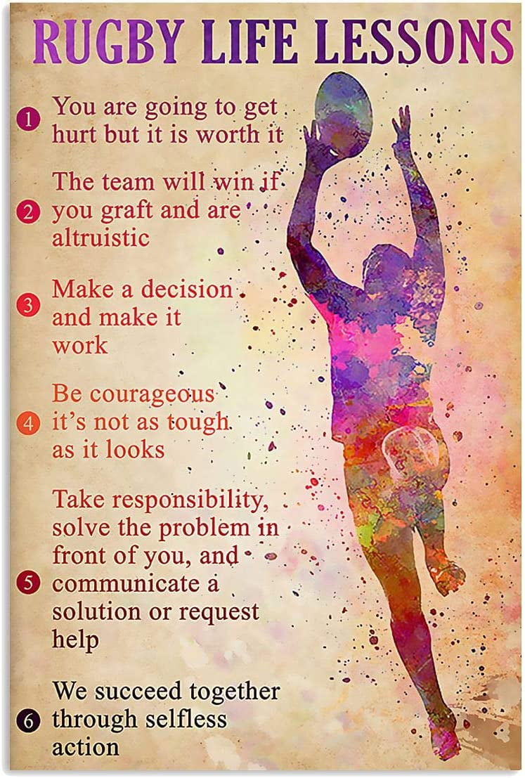 Rugby Life Lessons Metal Tin Signs Rugby Inspirational Quotes Posters ...
