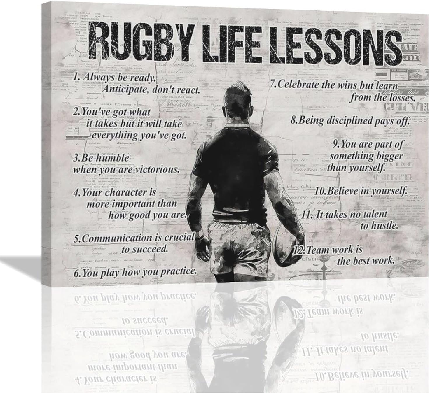 Rugby Life Lessons Wall Art Rugby Sports Wall Decor Rugby Sign Retro ...