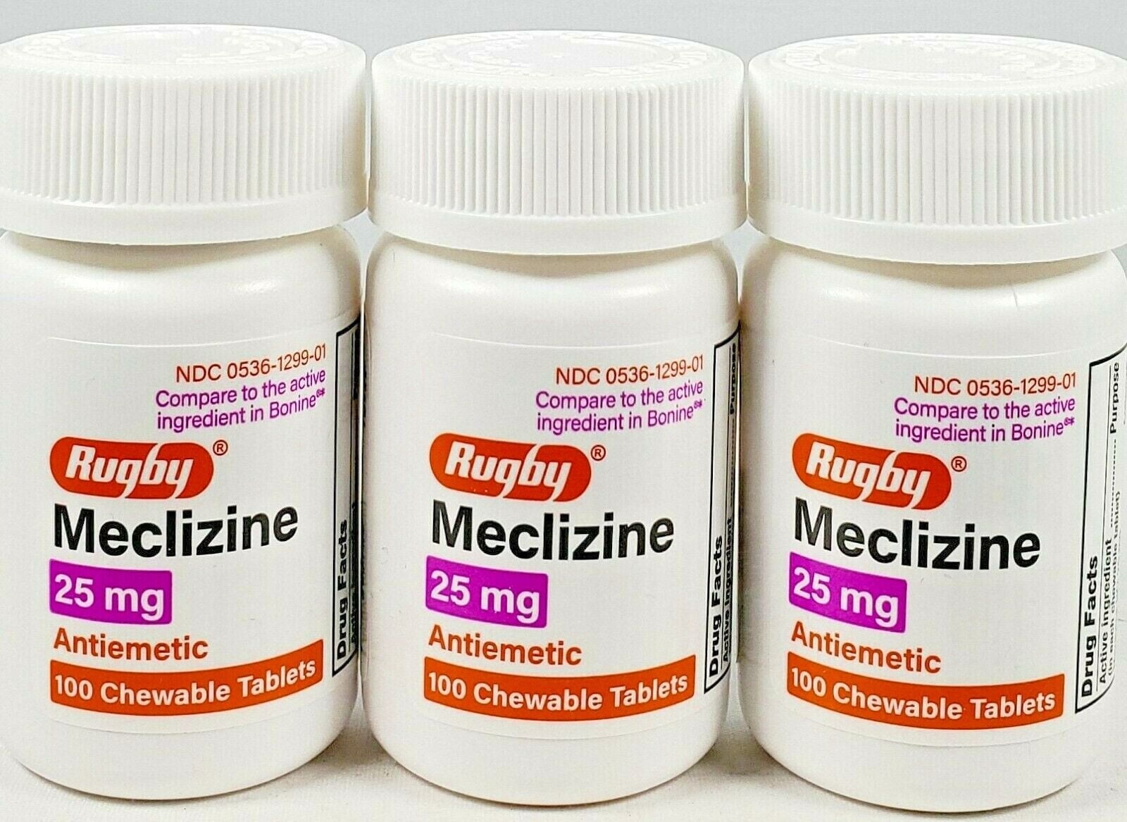 Rugby Meclizine 25mg Antiemetic, Motion Sickness Relief, Vertigo ...