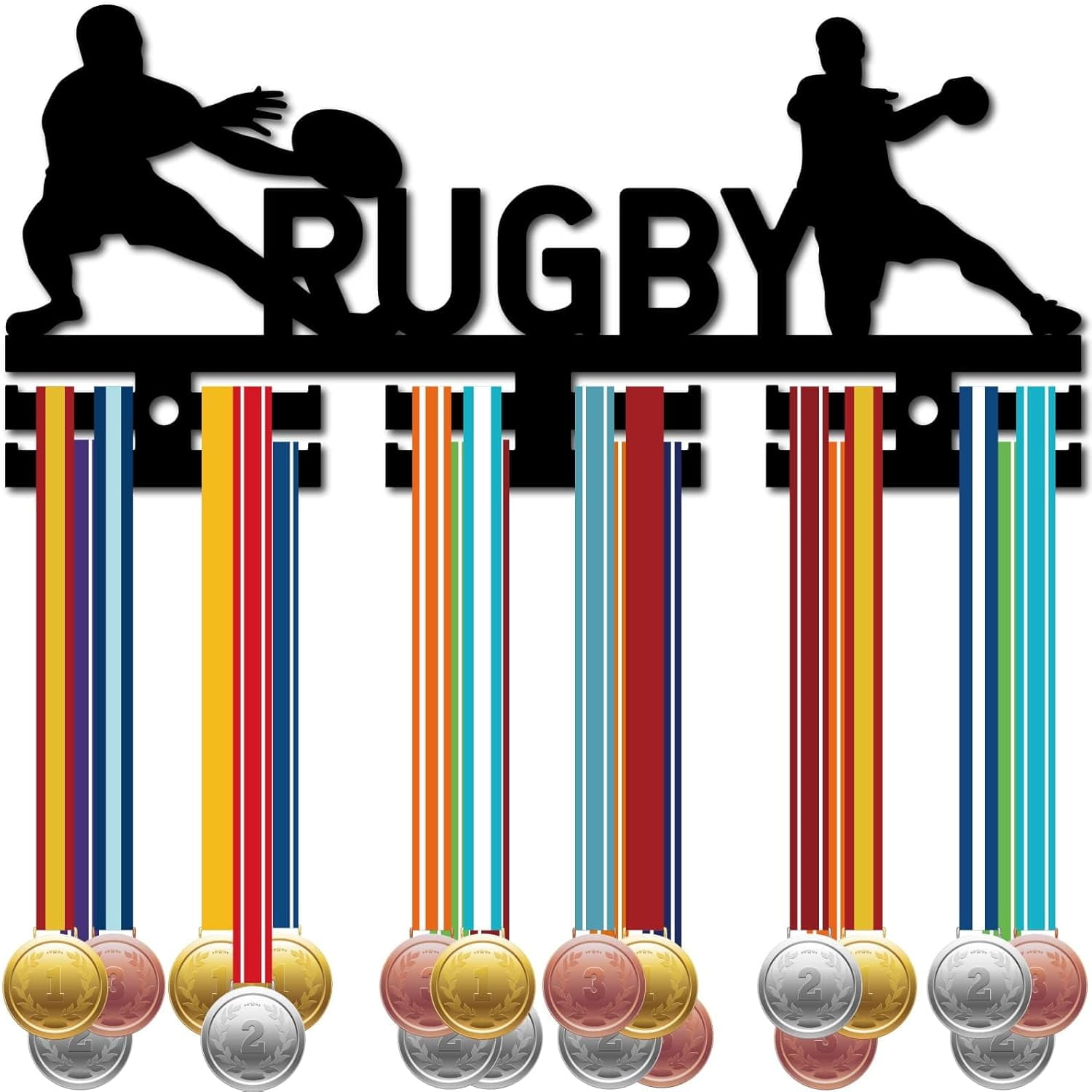 Rugby Medal Holder Display Medal Hanger Rack Acrylic Frame Wall Mount ...