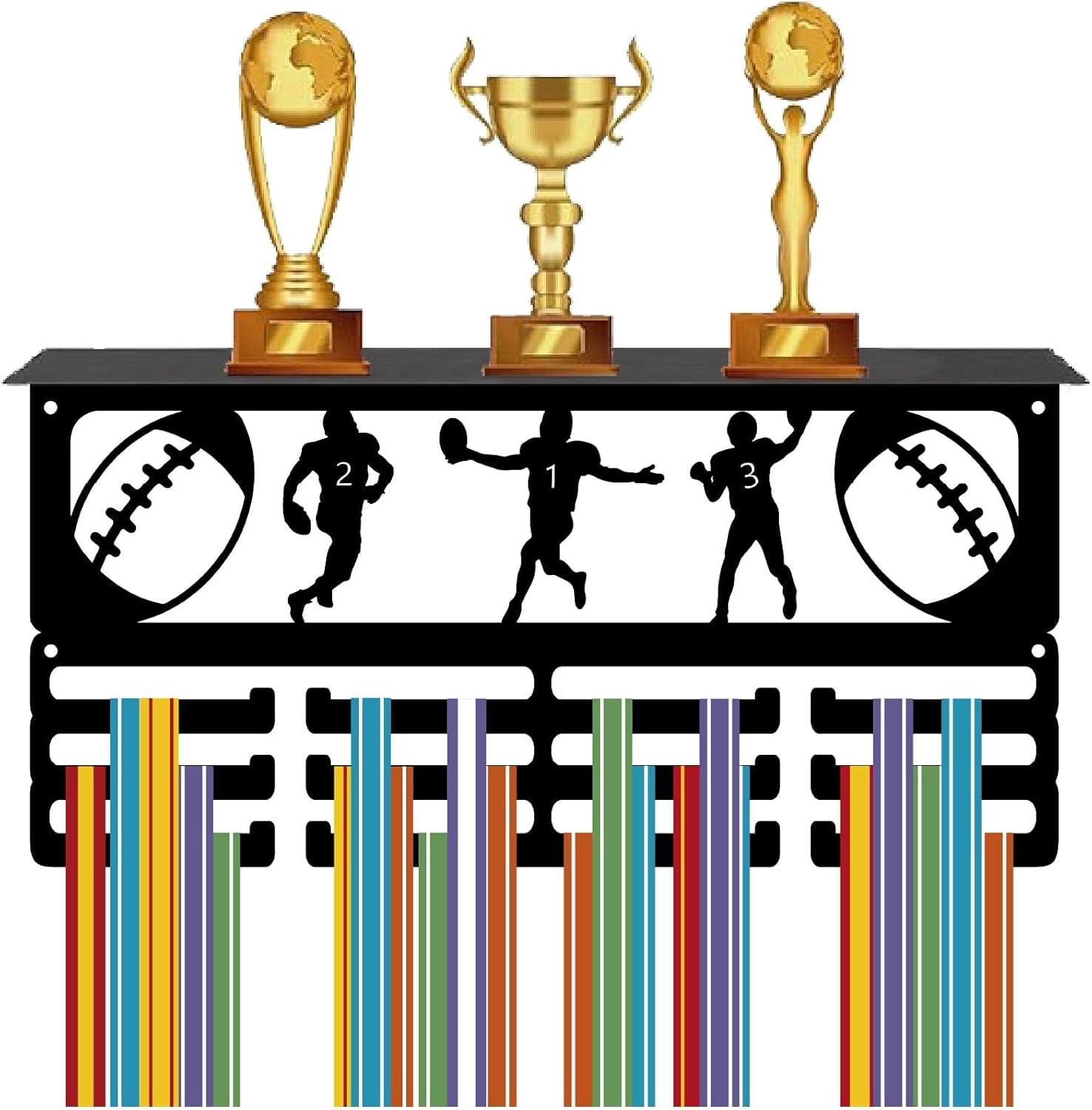 Rugby Medal Holder Football Medal Hanger Sports Trophy Shelf with 12 ...