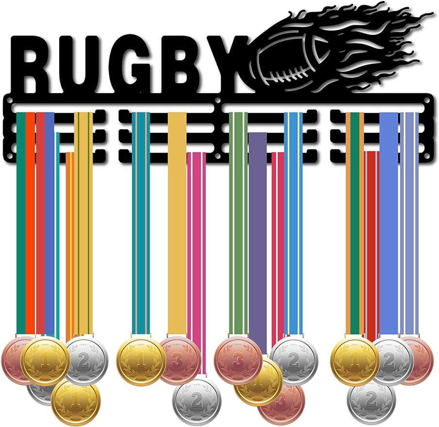 Rugby Medal Holder Hanger 60+ Medals Rack Medal Holder Black Metal Iron ...