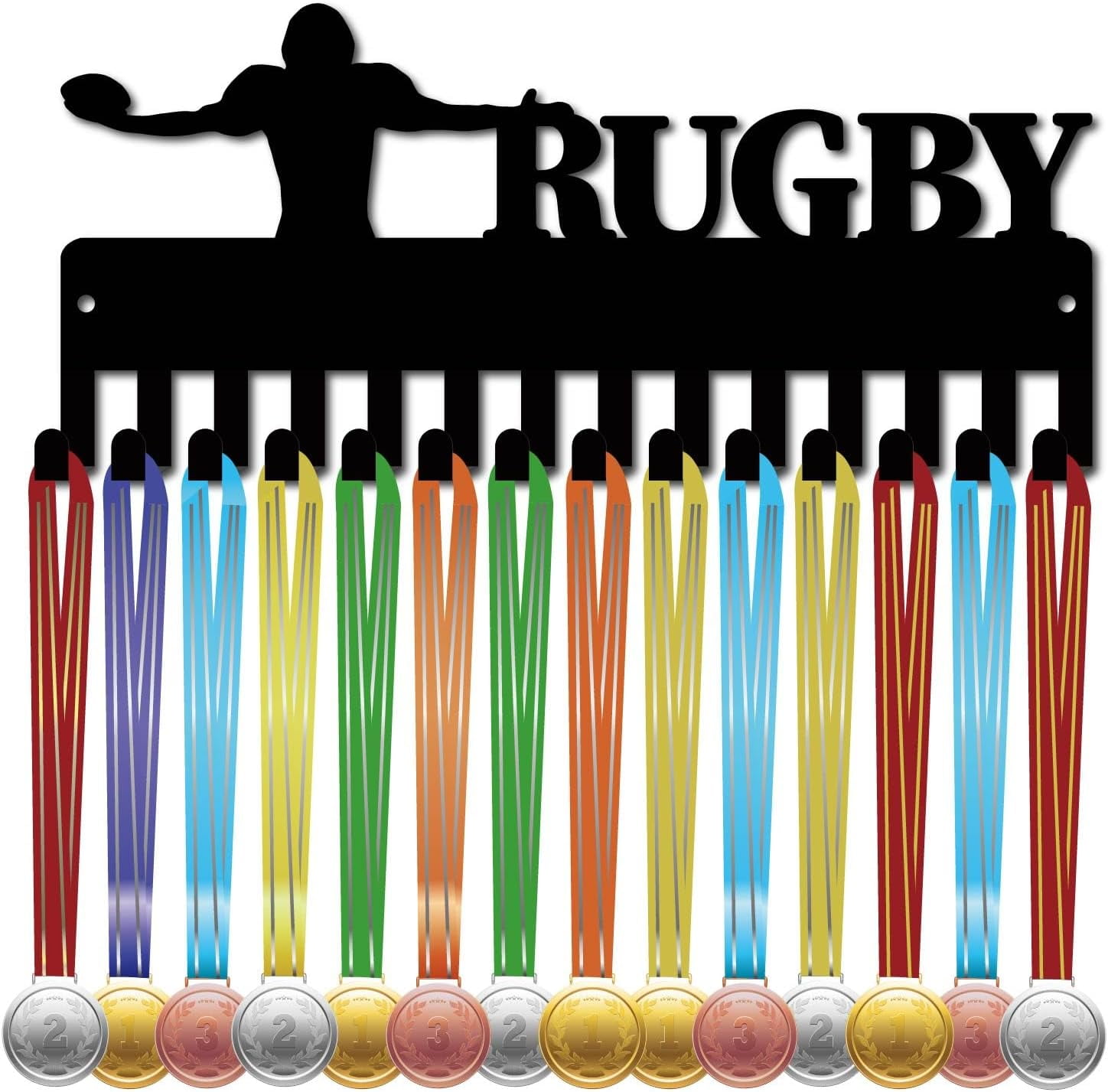 Rugby Medal Holder Medal Hanger Hook Shelf Display Sports Ribbons ...
