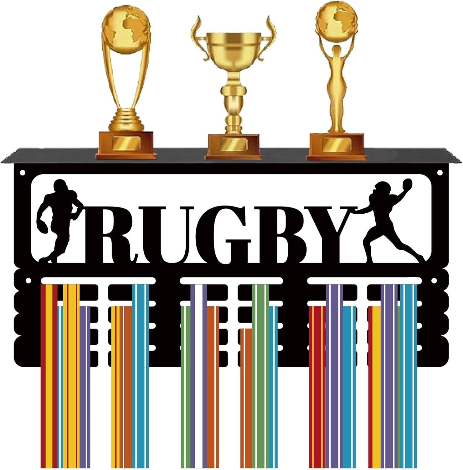 Rugby Medal Holder with Shelf Medal Hanger Display Rack Sports Iron ...
