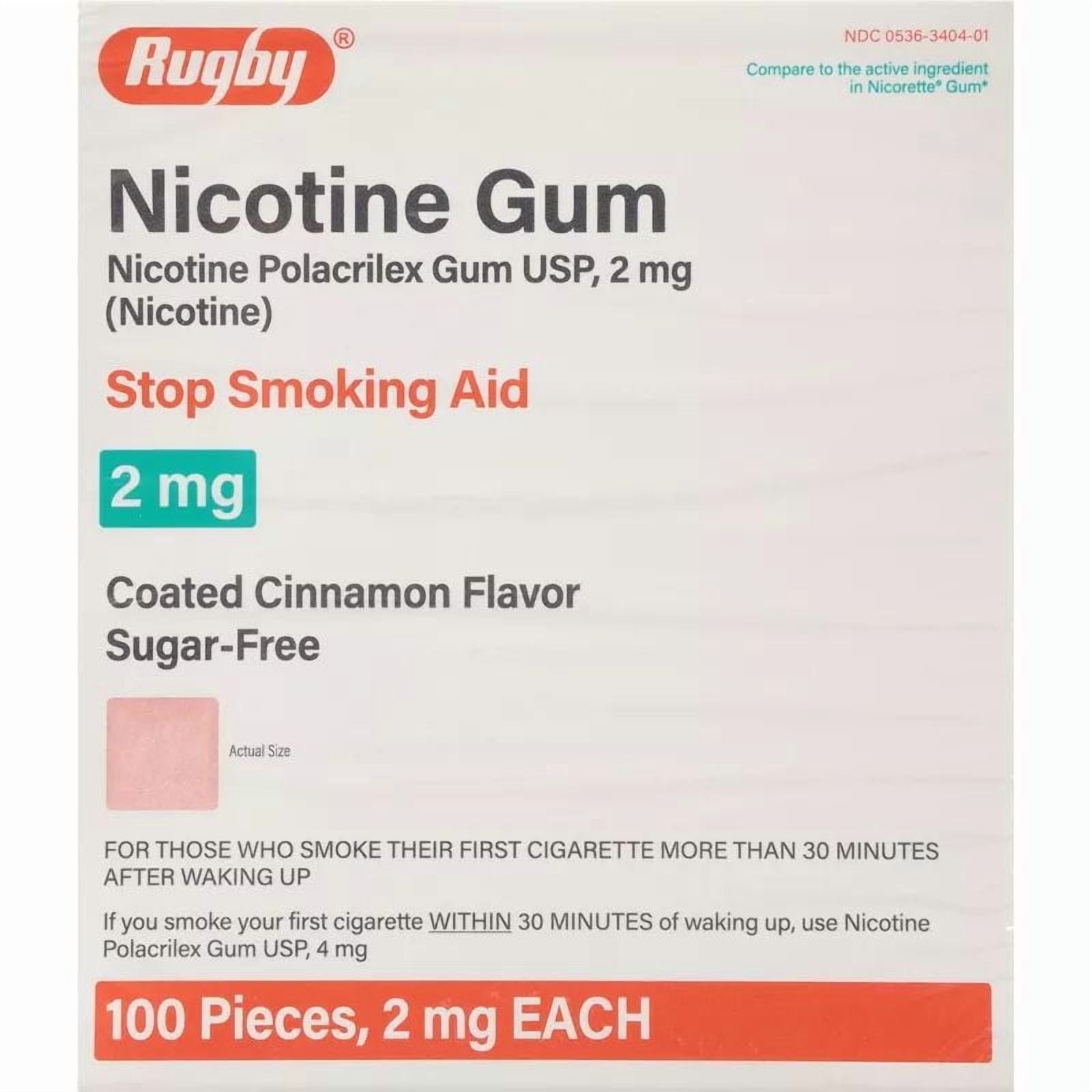 Rugby Nicotine Gum 2mg 100ct. Cinnamon Sugar Free, Stop Smoking Chew ...