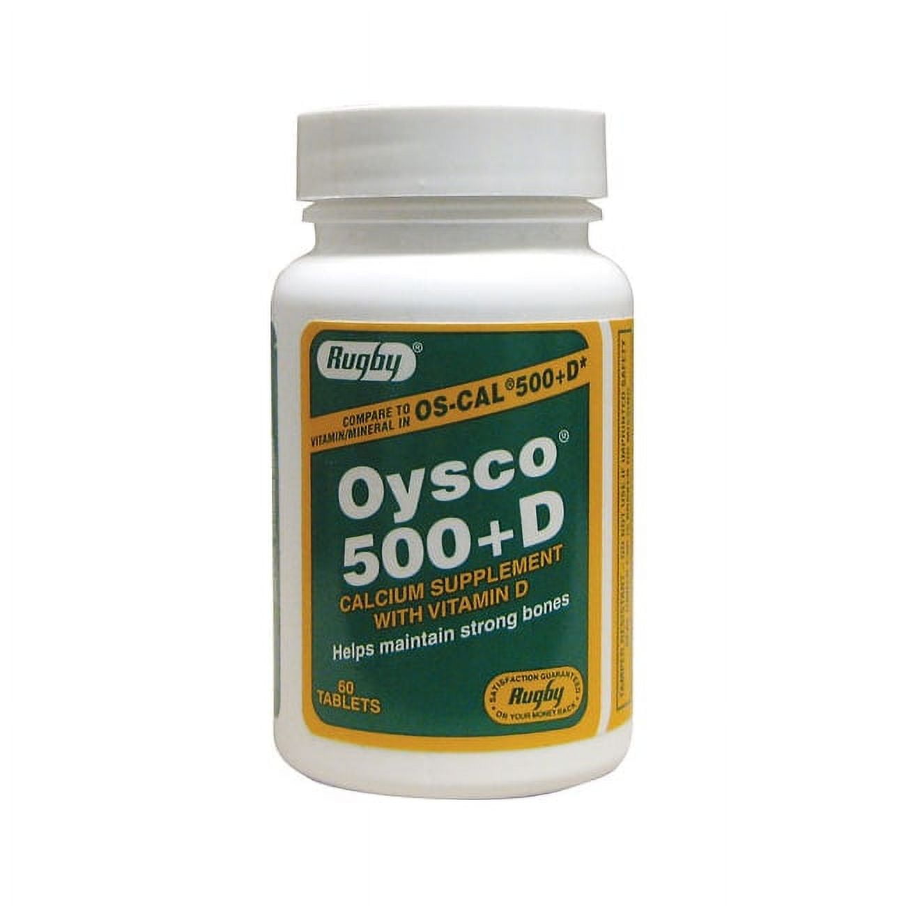 Rugby Oysco 500 + D TAB Calcium Supplement Tablets, 60 Count - Walmart.com