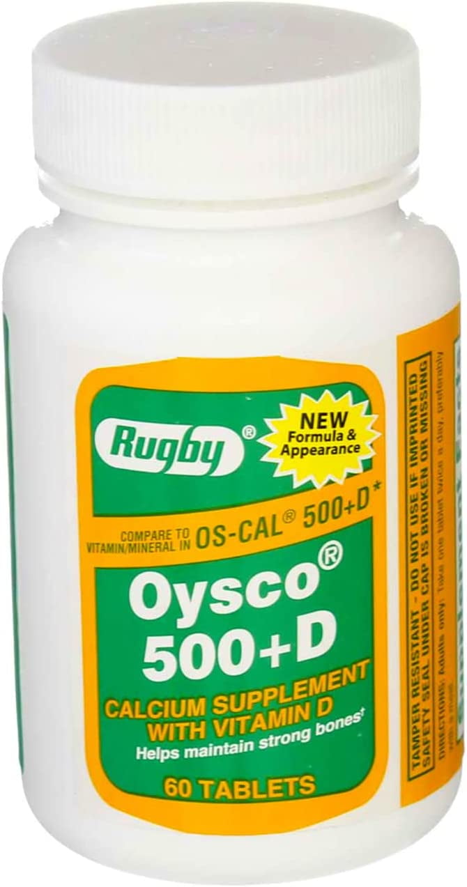 Rugby Oysco 500 + Vitamin D, 60 Tablets, Pack of 3 - Walmart.com