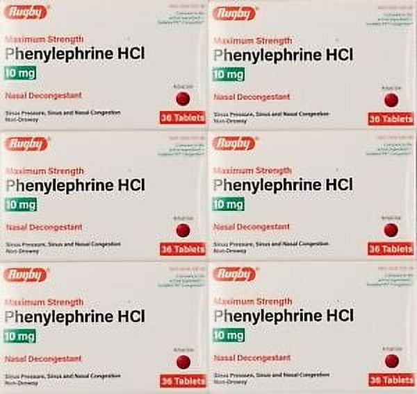 Rugby Phenylephrine PE Adult Nasal Decongestant, Sinus Congestion ...