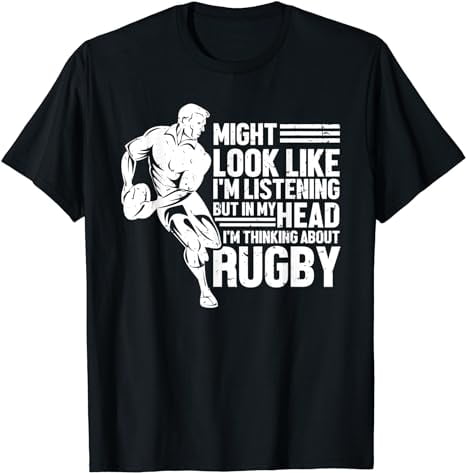 Rugby Player Funny Rugbys I'm Thinking About Rugby T-Shirt - Walmart.com