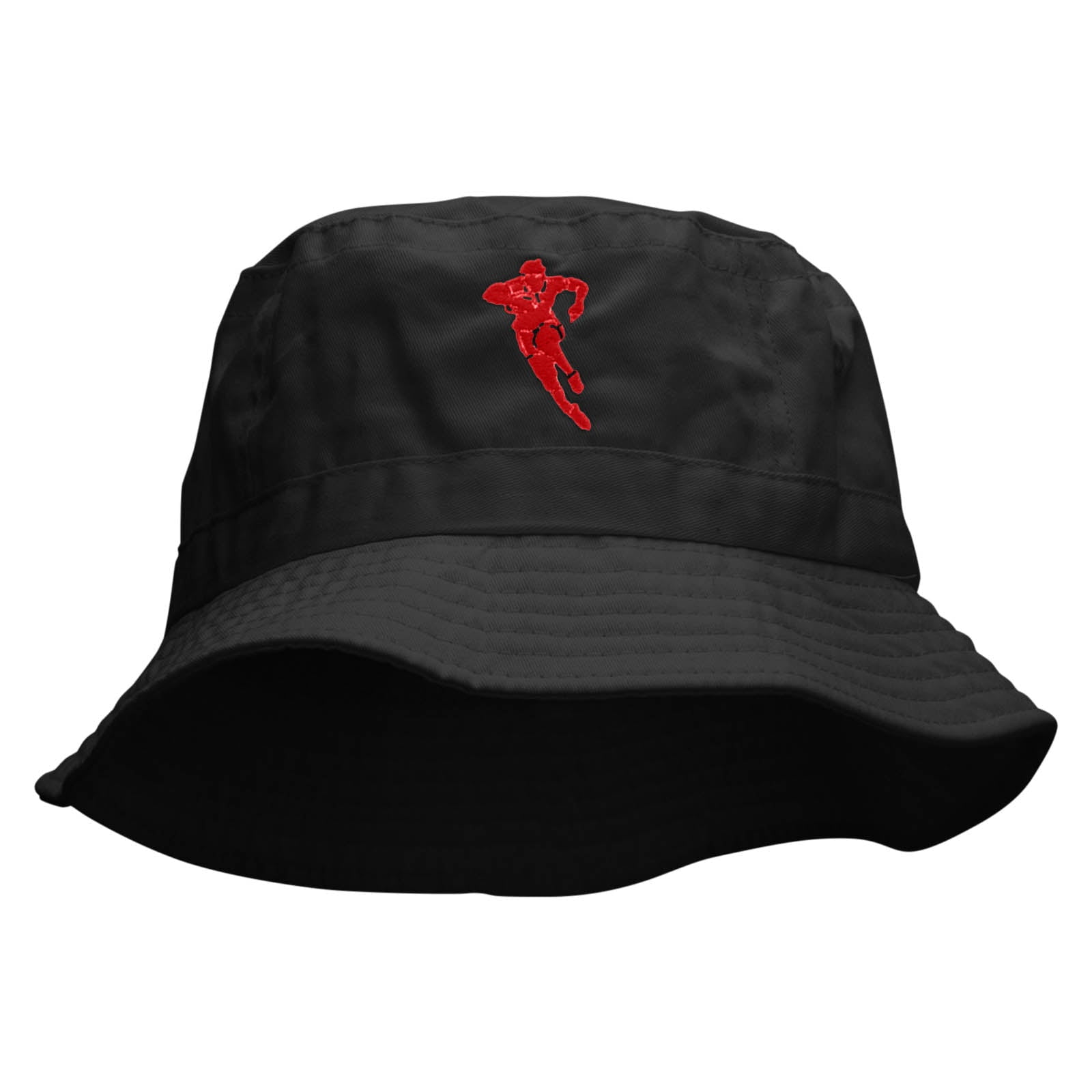 Rugby Player Jumping Embroidered Bucket Hat - Black OSFM - Walmart.com