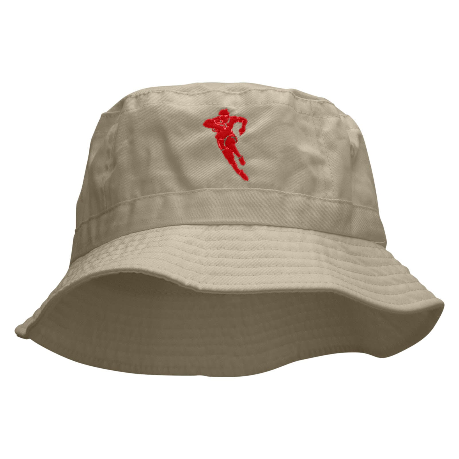 Rugby Player Jumping Embroidered Bucket Hat - Natural OSFM - Walmart.com