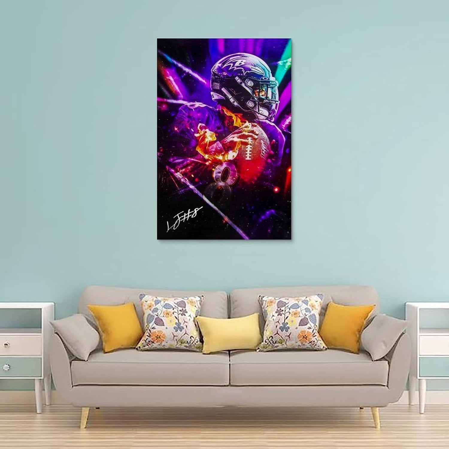 Rugby Player Lamar Jackson Classic Back Poster Decorative Painting ...