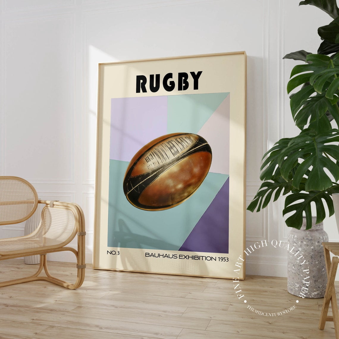 Rugby Poster Bauhaus Exhibition Print Art Retro Sports Wall Decor ...
