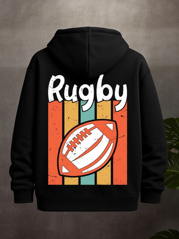 Rugby Retro Hoodie hoodies & sweatshirt Exercise men's machine washable ...