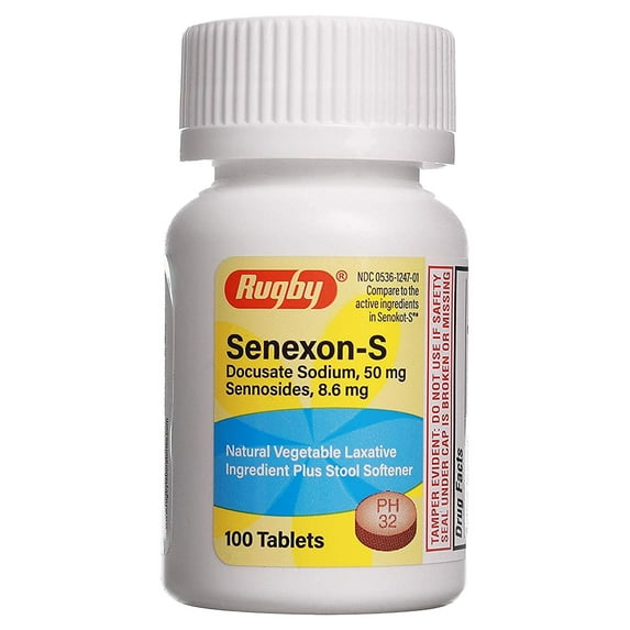 Rugby Senexon-S Natural Vegetable Laxative, Stool Softener, Relieves ...