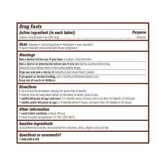 Rugby Sodium Bicarbonate 5 grains (325MG) Tablets Relieve Heartburn ...