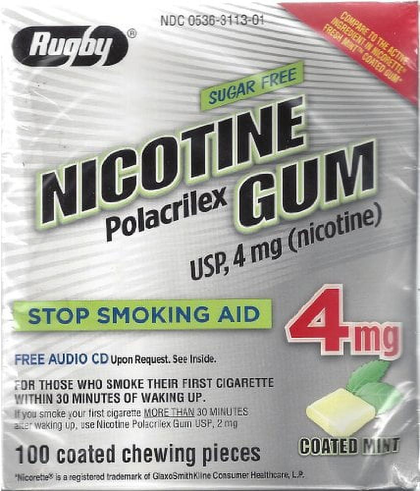 Rugby, Nicotine Gum, 100 Count, 4 MG Coated Mint Flav - Walmart.com