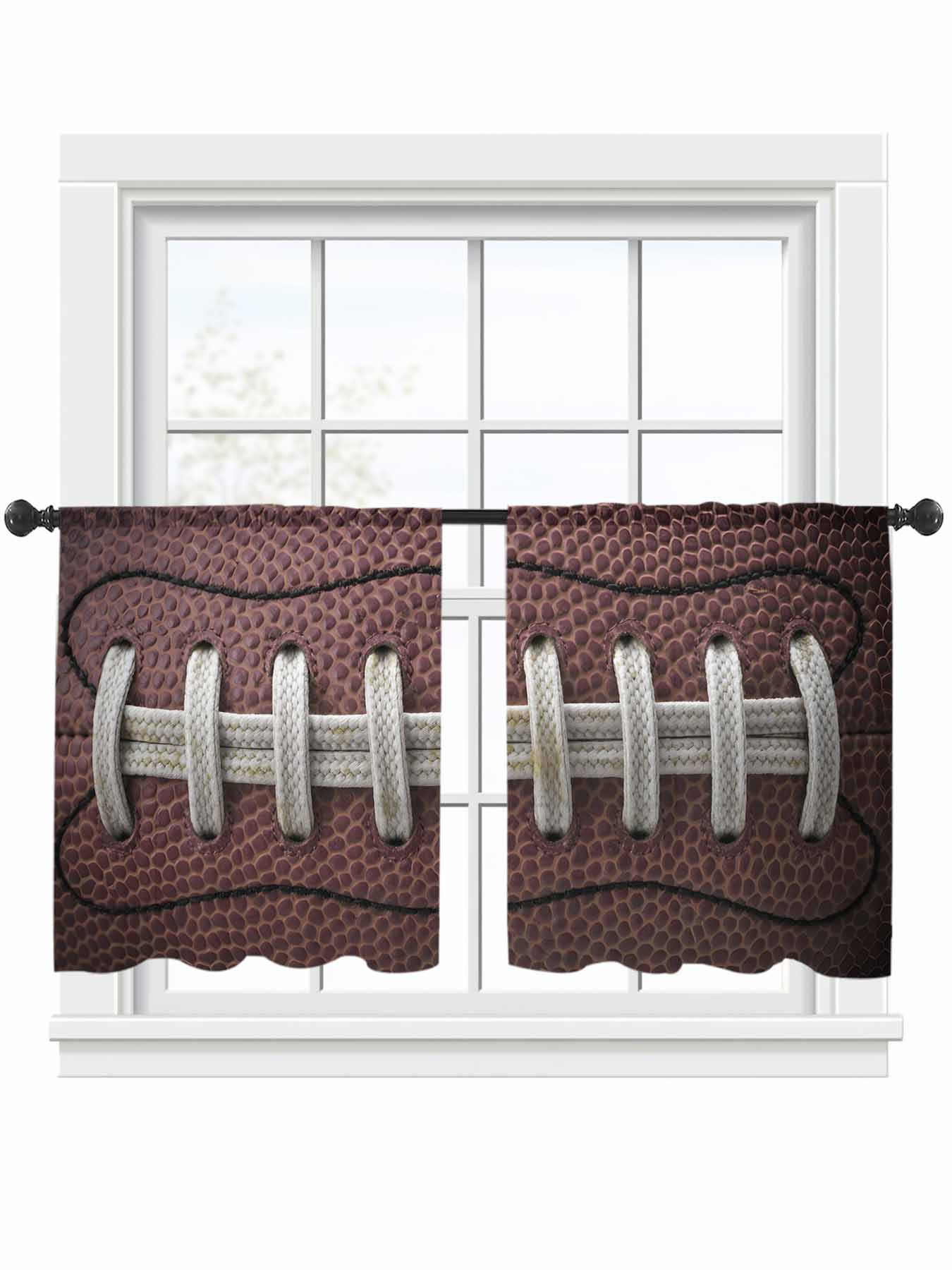 Rugby Texture Sheer Curtains 45 Inch Long 2 Panels, Usa Sport Light ...