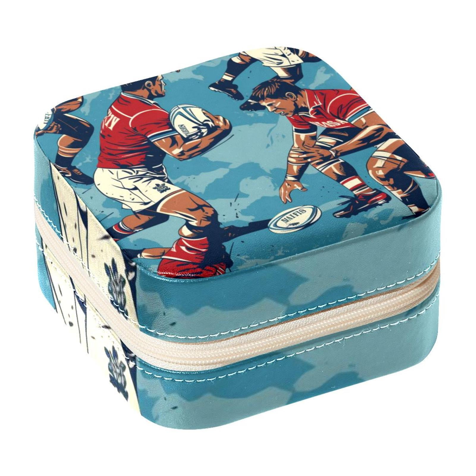 Rugby Travel Portable Square Jewelry Box Earring Necklace Bracelet ...
