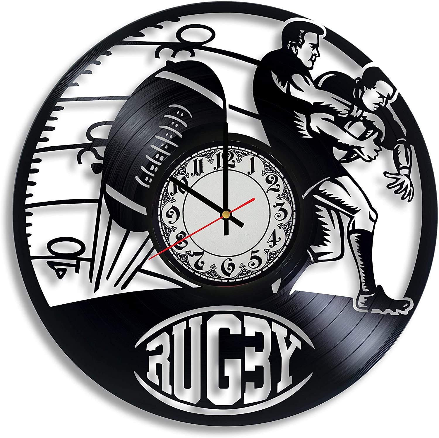 Rugby Vintage Black Vinyl Record Wall Clock Wall Art 3D Modern Design ...