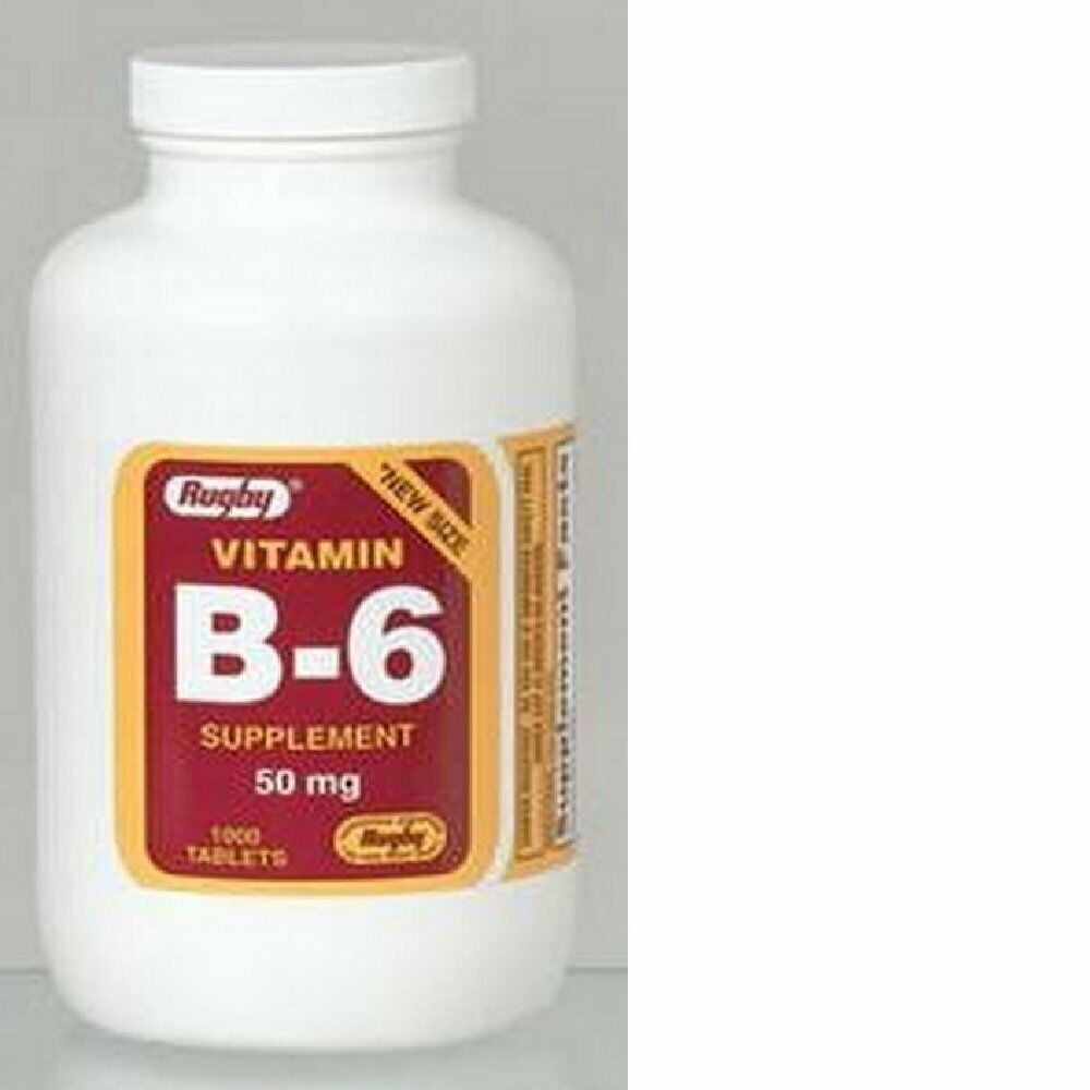 Rugby Vitamin B-6 Pyridoxine Supplement Tablets, 50 mg, 1000 Count ...
