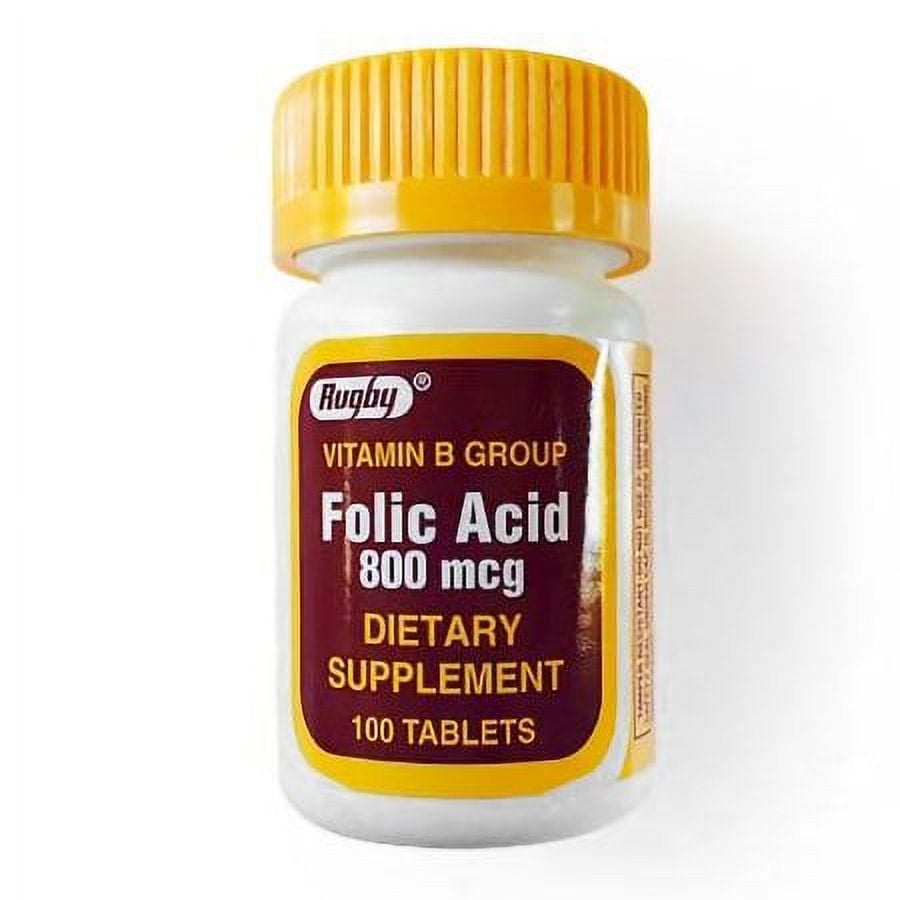 Rugby Vitamin Supplement Folic Acid 800 mcg Strength Tablet 100 per ...