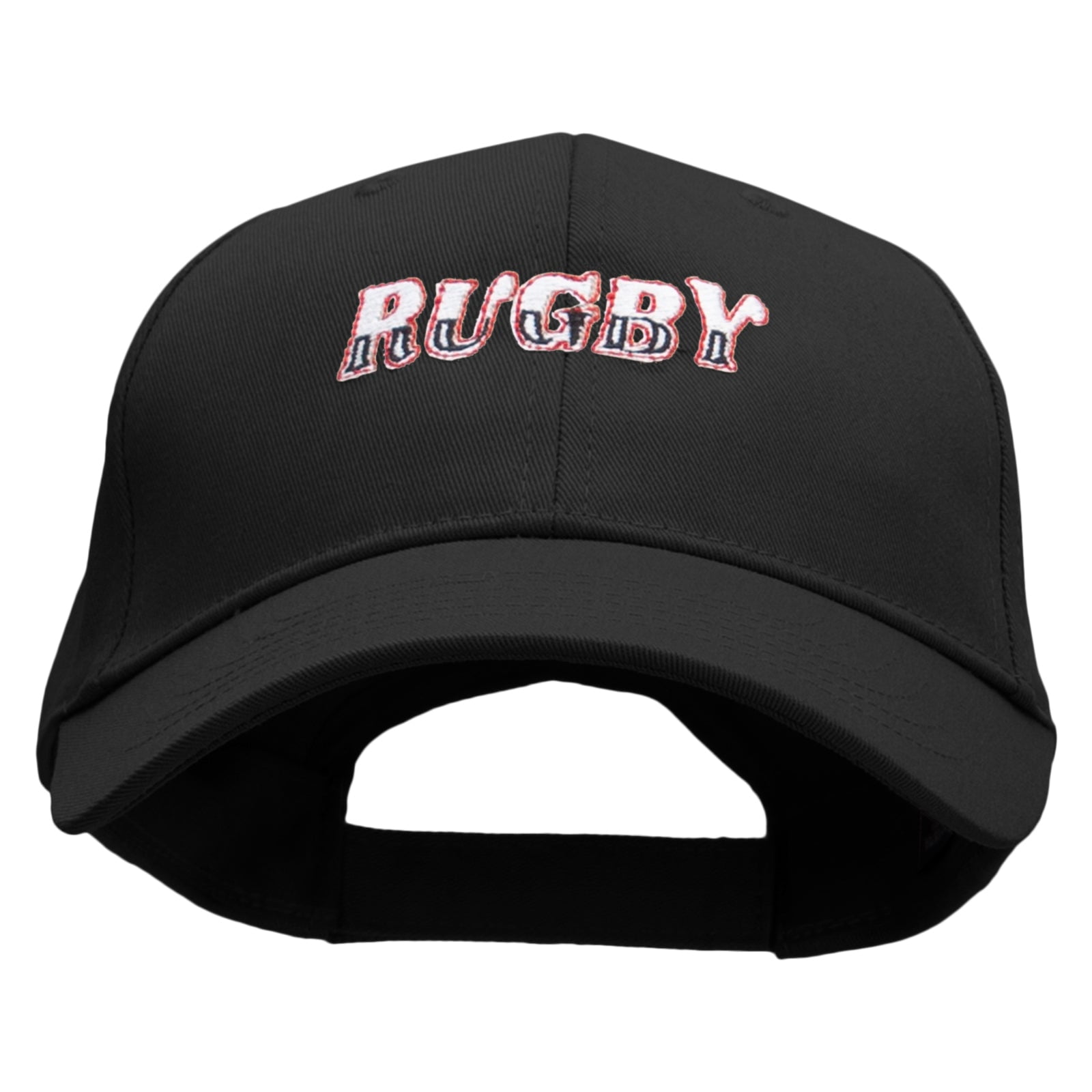 Rugby Word Embroidered Low Profile Structured Cap - Black OSFM ...