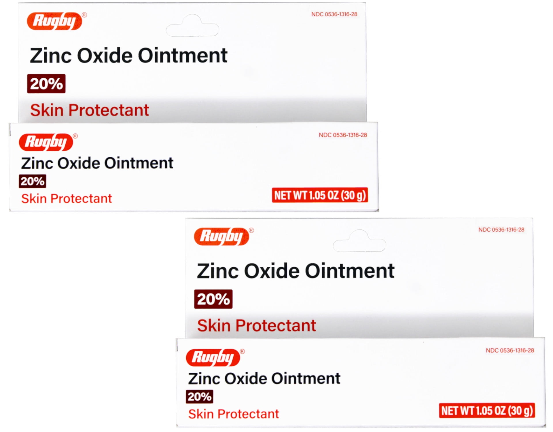 Rugby Zinc Oxide Ointment 20% Skin Protectant - 1.05 Oz - 2 Pack ...
